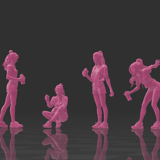 🎨 4 Pack Graffiti Artist Set V1 | 1/64 Scale Female Figures 🎨 4 Pack ...