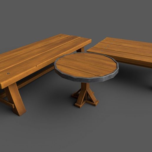 Archivo 3D Low-Poly Tables wooden bench 🪵 ・Modelo para descargar y imprimir en 3D・Cults