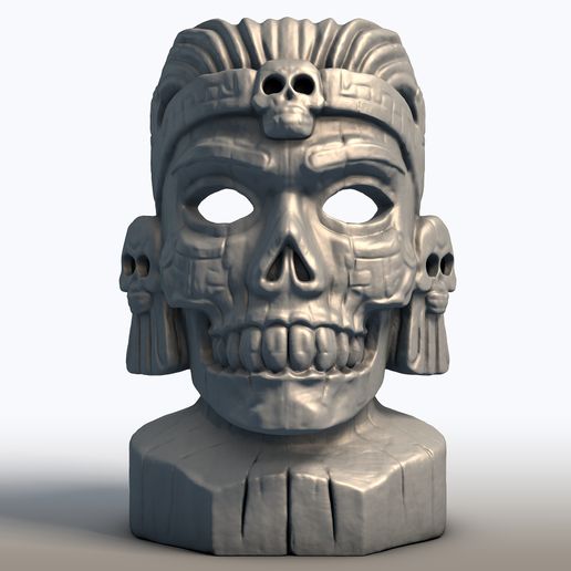 💀 Mayan Death Mask Skull – Jade Inlaid Skull Sculpture – Ancient ...