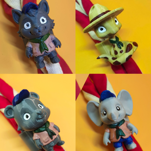 📚 Scout Neckerchief Woggles – Jungle Book Set (Akela, Baloo, Hathi ...