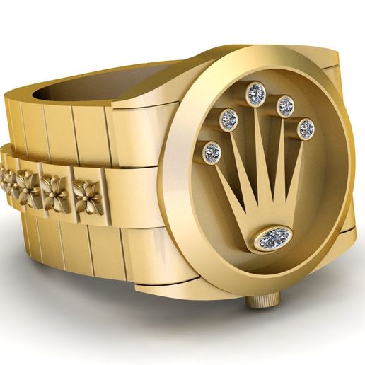 Archivo STL ROLEX LOGO DESIGN RING 3D PRINTABLE MODEL 💍 (OBJ)・Diseño ...