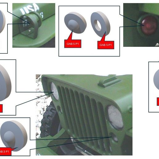 💭 DETAILLING PACK JEEP WILLYS・Fichier STL Gratuit pour Impression 3D・Cults