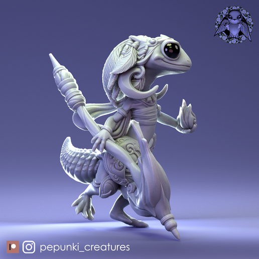 🧙 Mage Gecko Lizard DND pre-supported mini・ STL File for 3D printing・Cults