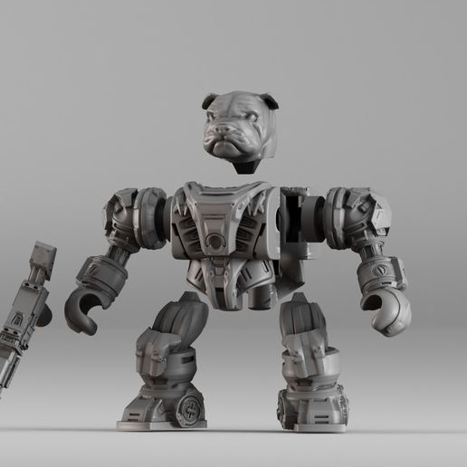 3D file 001586 Bulldog Mech Warrior 🦸 ・3D print model to download・Cults