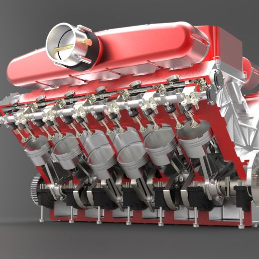 🚗 V12 FERRARI ENGINE・ STL File for 3D printing・Cults