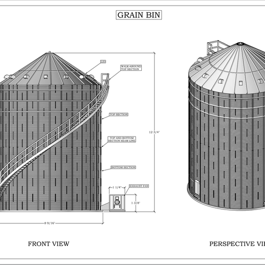 🚜 Grain Bin with Walk-around・ STL File for 3D printing・Cults