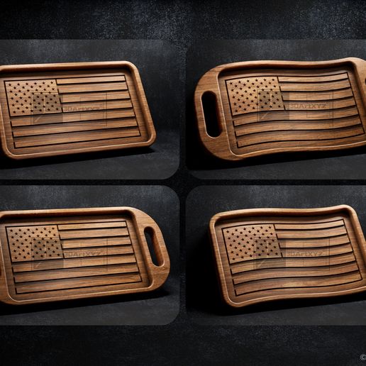 🪵 US Flag Trays Pack - CNC Files for Wood (svg, dxf, eps, ai, pdf)・ 3D ...