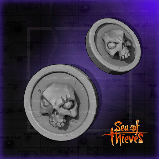 💀 SKULL COIN SEA OF THIEVES FOR 3D PRINTING・ STL File for 3D printing・Cults