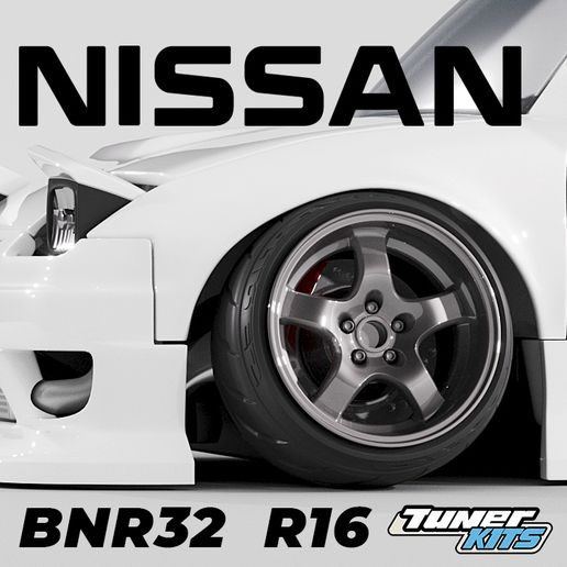 🚗 轮毂 日产 bnr32 R16 (TOONED)・文件用于 STL 三维打印・Cults