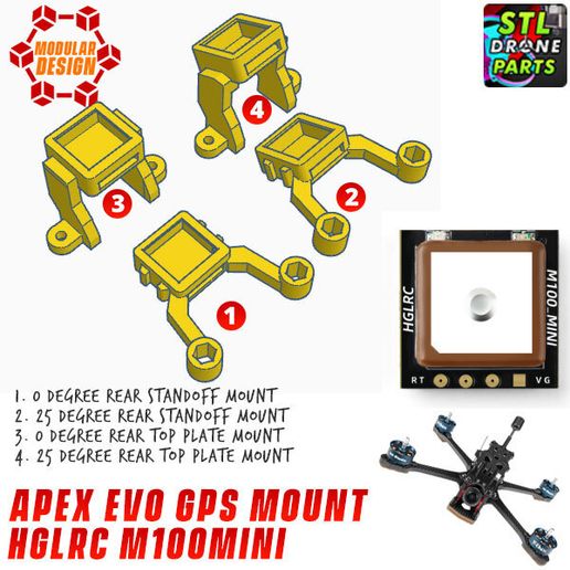 🛸 IMPULSERC APEX EVO 5,6,7 GPS MOUNT HGLRC M100 MINI・ STL File for 3D ...