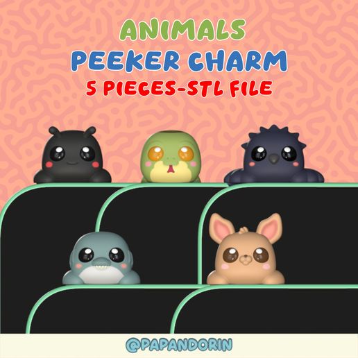📱 Peeker Charm cute Animals (hippers) set for smartphone, tablet and ...