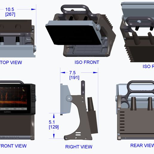 🔌 Compact Garmin Livescope 9" Caddy/Shuttle・ STL File for 3D printing・Cults