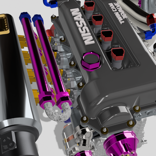 💶 SR20 Engine x4 combos ITB Turbo Twin Turbo・ STL File for 3D printing ...