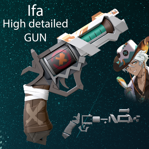 🔫 Ifa Gun - genshin impact - cosplay prop.・Archivo STL para Impresión ...