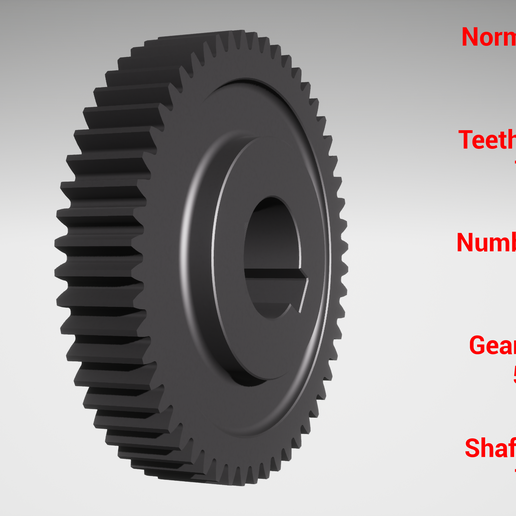 ⚙️ Cylindrical gear - paired - z54 m1 D56 d15・ STL File for ・Cults