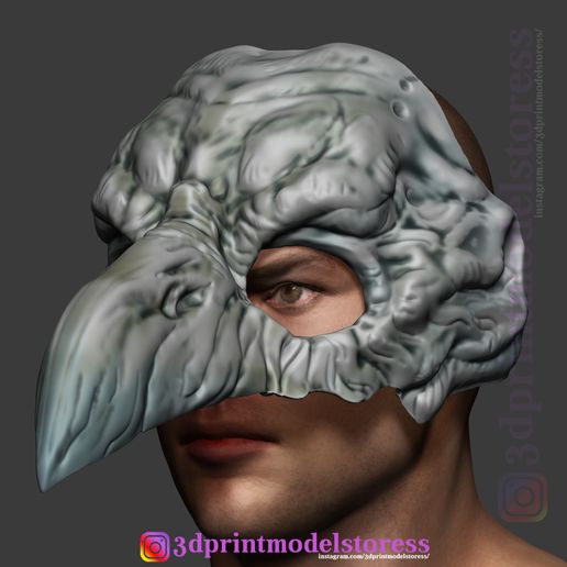 🐦 Raven Skull Mask Costume Cosplay Halloween Helmet・ 3D File for ・Cults