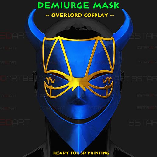 👨‍🎨 Demiurge Half Mask - OverLord Cosplay・ STL File for 3D printing・Cults