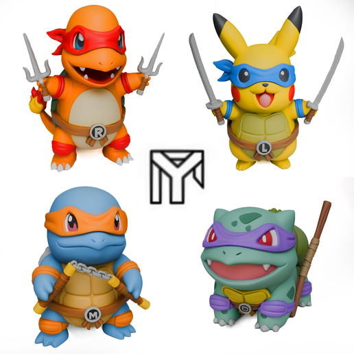 🐉 POKEMON X NINJA TURTLES BUNDLE・ STL File for 3D printing・Cults