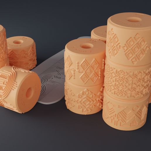 🛞 Texture Rollers Aztec middle・ 3D File for 3D printing・Cults