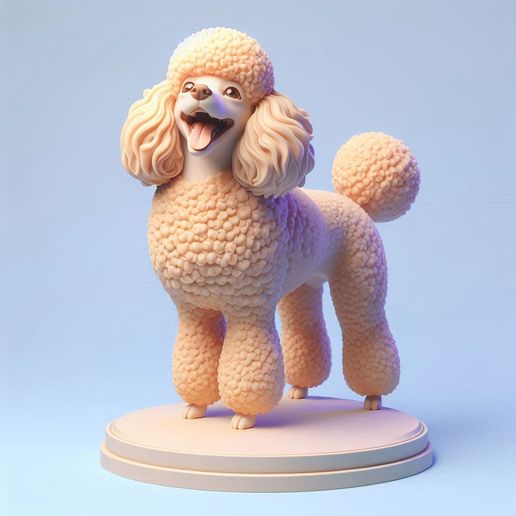 🤣 1237 Laughing Poodle Totem - Full-Body Colorful 3D Model, pug ...