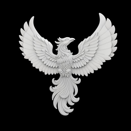 🦅 Phoenix Emblem Relief 3D Print Model・ STL File for 3D printing・Cults