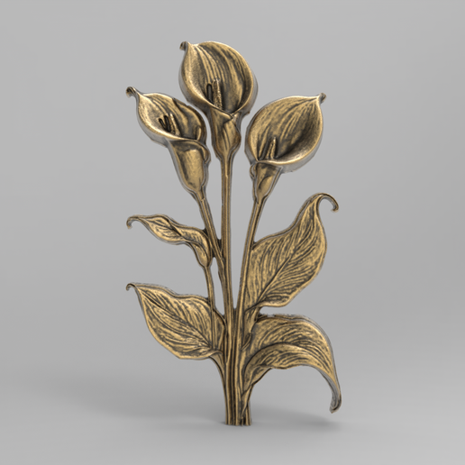 STL file white calla lily with green leaves cnc 🏢 (OBJ)・Design to ...