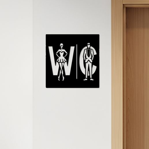 🚾 WC, Toilet Sign, Restroom・ STL File for 3D printing・Cults