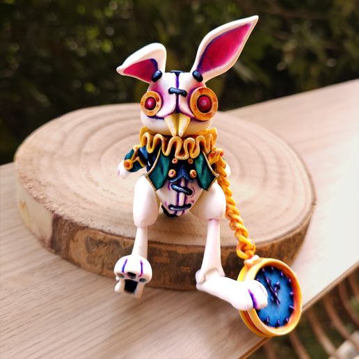 🐰⏰🐇 Articulated White Rabbit 🐇⏰🐰・ STL File for 3D printing・Cults