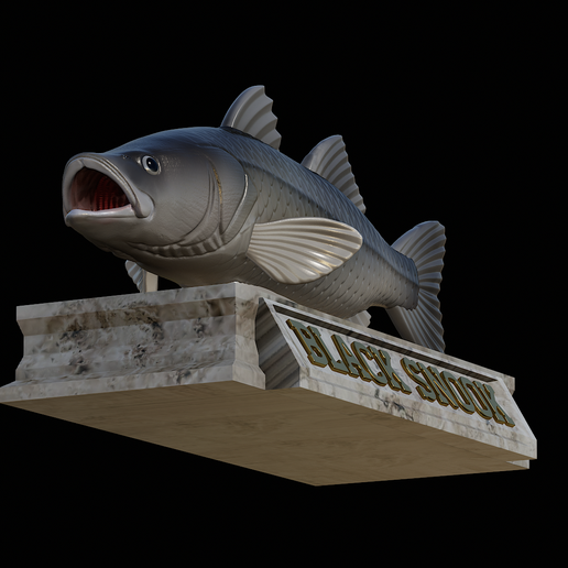 STL file fish black snook / robalo / Centropomus nigrescens open mouth ...