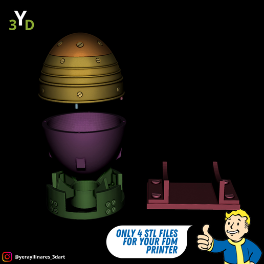 💣 Fallout Mini Nuke Mini - Atomic Bomb Fatboy Real Size・ STL File for ...