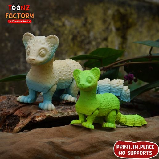 🔗 PRINT IN PLACE CUTE FLEXI WEASEL・ STL File for 3D printing・Cults