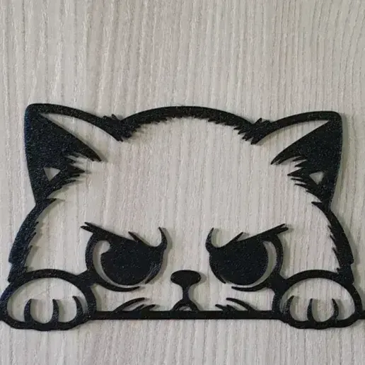 🐱 Grumpy Cat Peeking・ STL File for 3D printing・Cults