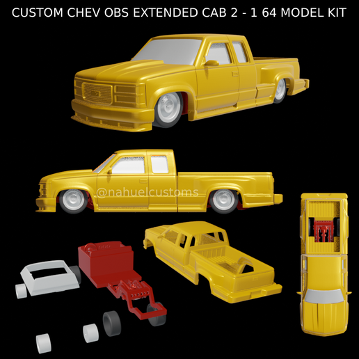 🚕 CUSTOM CHEV OBS EXTENDED CAB 2 - 1 64 MODEL KIT・ STL File for 3D ...