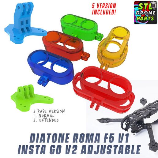STL file Diatone Roma F5 V1 Insta Go V2 Mount 📱 ・3D printing idea to ...
