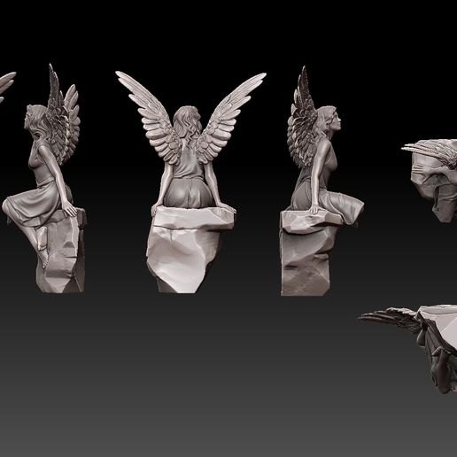 STL file beautiful angel siting on the rock 3D print model 👼 ・3D ...