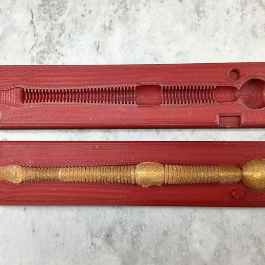 🪱 5.75" Ribbed Stick Worm Soft Plastic Mold・ STL File for ・Cults
