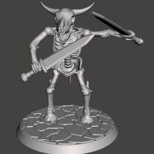 💀 Skeleton Beastman Warriors - Melee Bull Brawlers・Free STL File for ・Cults
