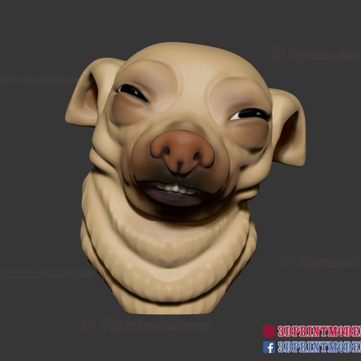 🐕 Meme Dog Face - Doge Meme・Impressão 3D・Cults