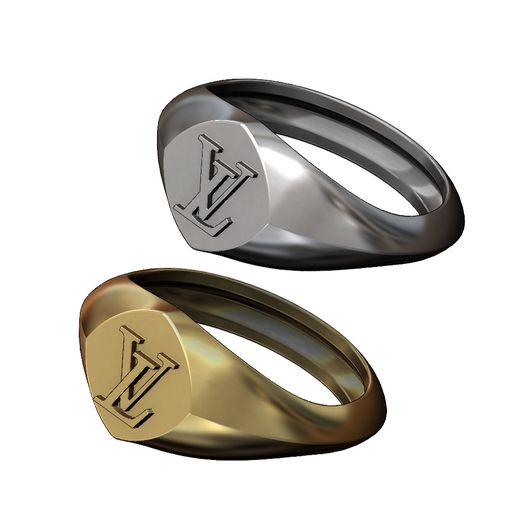 STL file Square Quadrangle Louis Vuitton logo replica signet ring 3D ...
