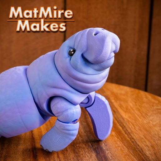 👌 Manatee Articulated Fidget Figure, 3mf included, sea cow, cute flexi ...