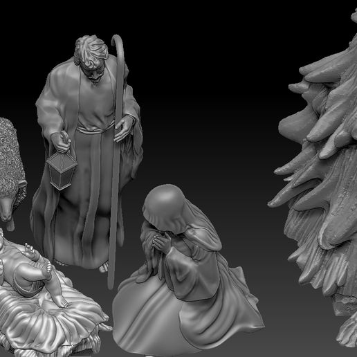 STL file Nativity Crib figures 3D print model HOLY FAMILY STATUE 🎄 (OBJ ...