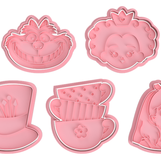 🍪 ALICIA IN WONDERLAND CUTTERS FOR COOKIES AND FONDANT・Archivo STL para ...