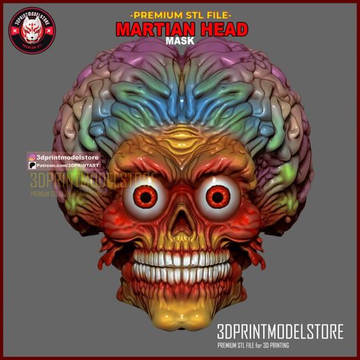 🧠 Martian Head - Mars Attacks Cosplay Mask - Brain Alien - Martian Mask ...