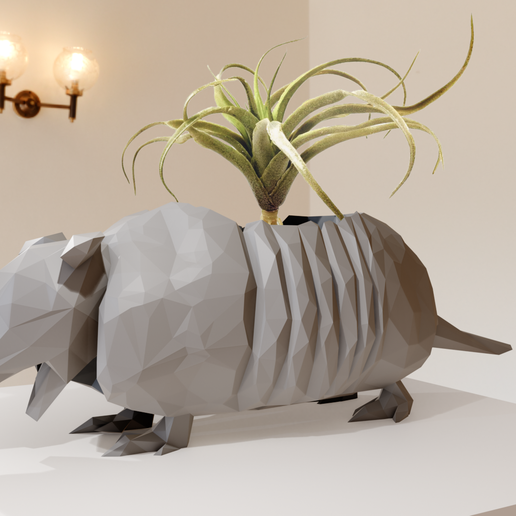 Datei STL armadillo mouth open planter pot flower vase low poly stl 👄 ...