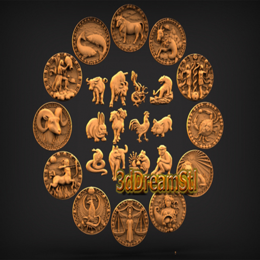 Archivo STL Zodiac Symbols STL model, CNC router engraver, artcam ...