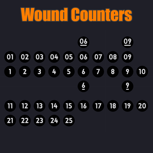 🦸 Wound Counter Tokens・Free STL File for 3D printing・Cults
