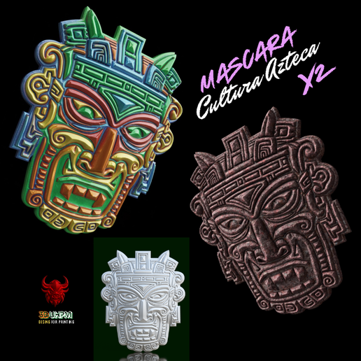 🇲🇽 Aztec Culture - Mask・ STL File for 3D printing・Cults