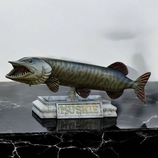 arquivo STL fish pike muskellunge muskie / Esox masquinongy trophy ...
