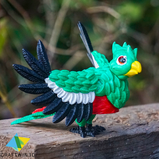 Archivo STL Print in place Flexy Quetzal 👾 (3MF)・Modelo para descargar ...