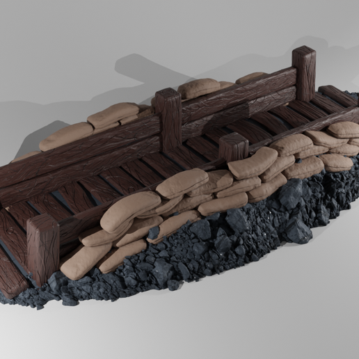 🔩 trench with sandbags 1 (scale in desription) (bolt action etc.)・ STL ...